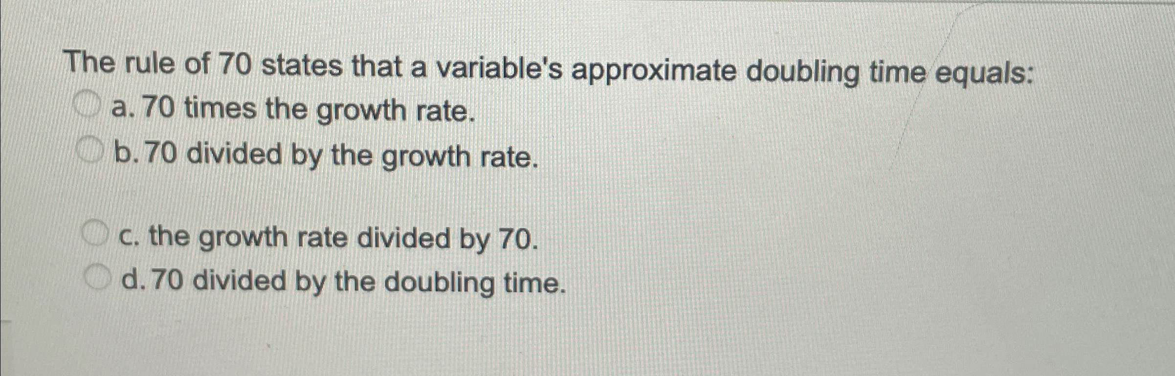 Solved The rule of 70 ﻿states that a variable's approximate | Chegg.com