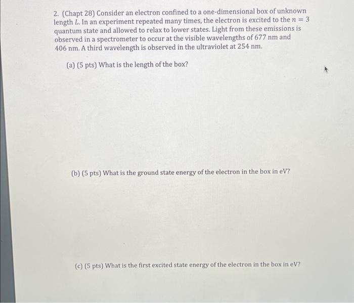 Solved 2. (Chapt 28) Consider an electron confined to a | Chegg.com