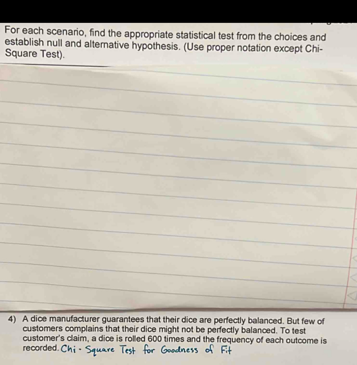 Solved For each scenario, find the appropriate statistical | Chegg.com