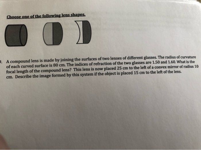 Solved Choose one of the following lens shapes. A compound | Chegg.com