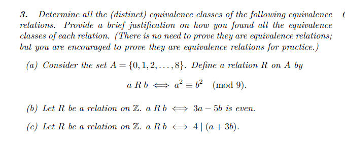 Solved Determine all the (distinct) ﻿equivalence classes of | Chegg.com