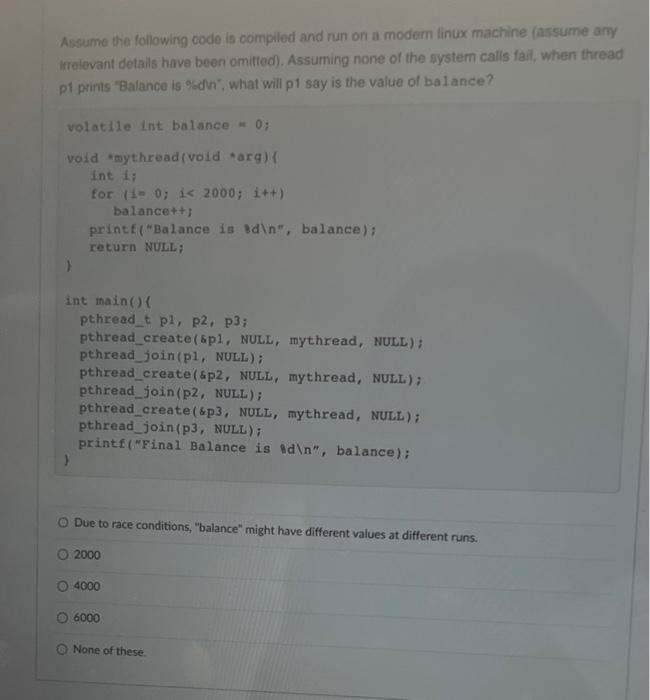 Solved Assume the following code is compiled and run on a | Chegg.com
