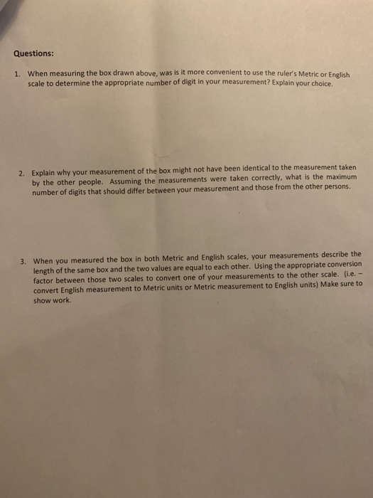 Solved Exercise - Measuring Length 1. Obtain a 12" ruler | Chegg.com