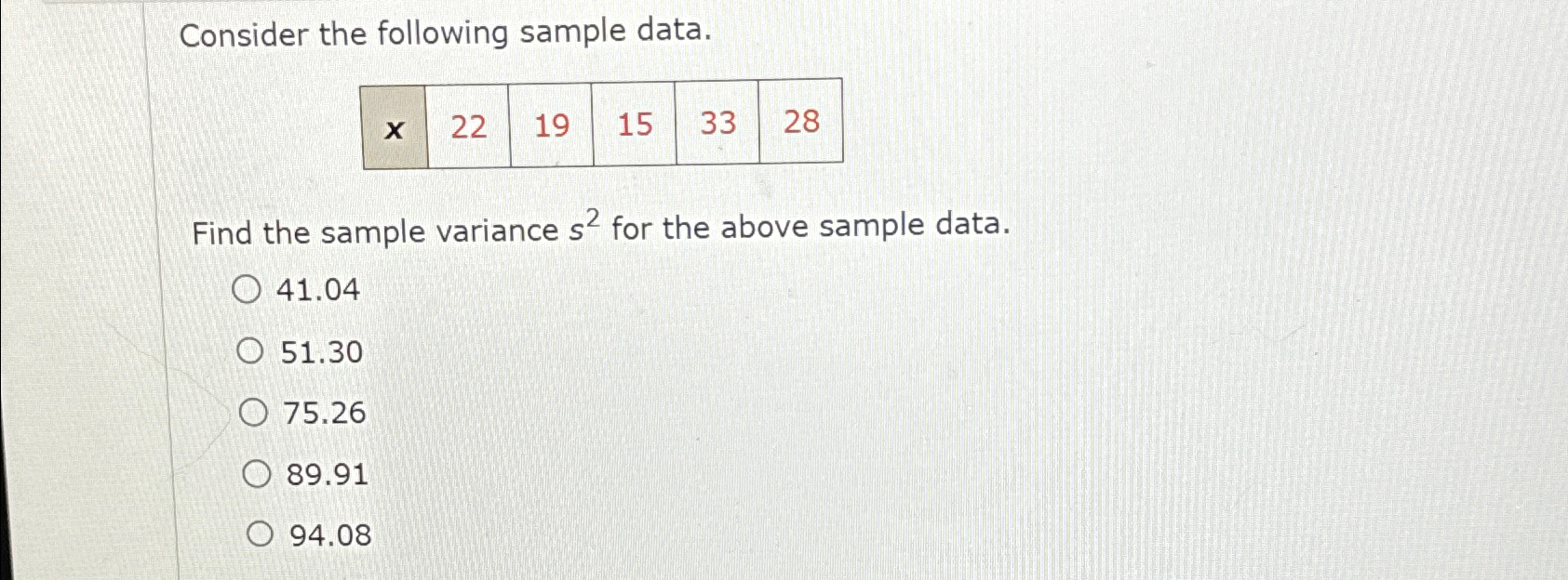 Solved Consider the following sample | Chegg.com