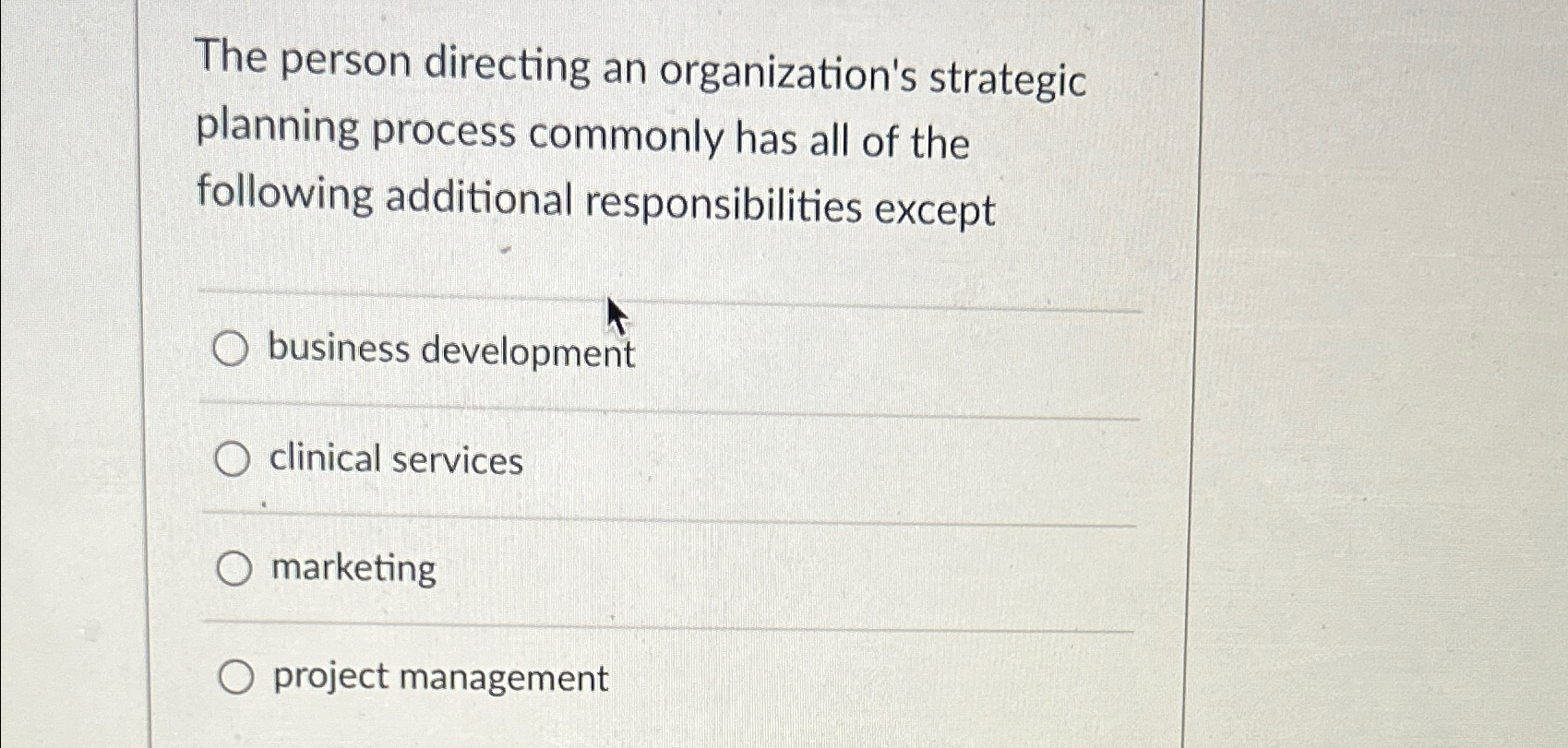 Solved The person directing an organization's strategic | Chegg.com