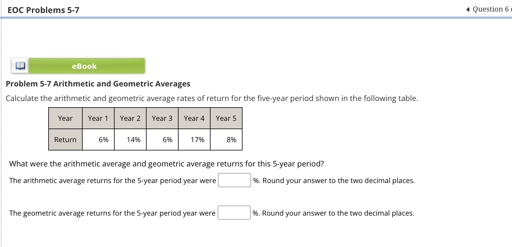 Solved EOC Problems 5-7Question 6eBookProblem 5-7 | Chegg.com