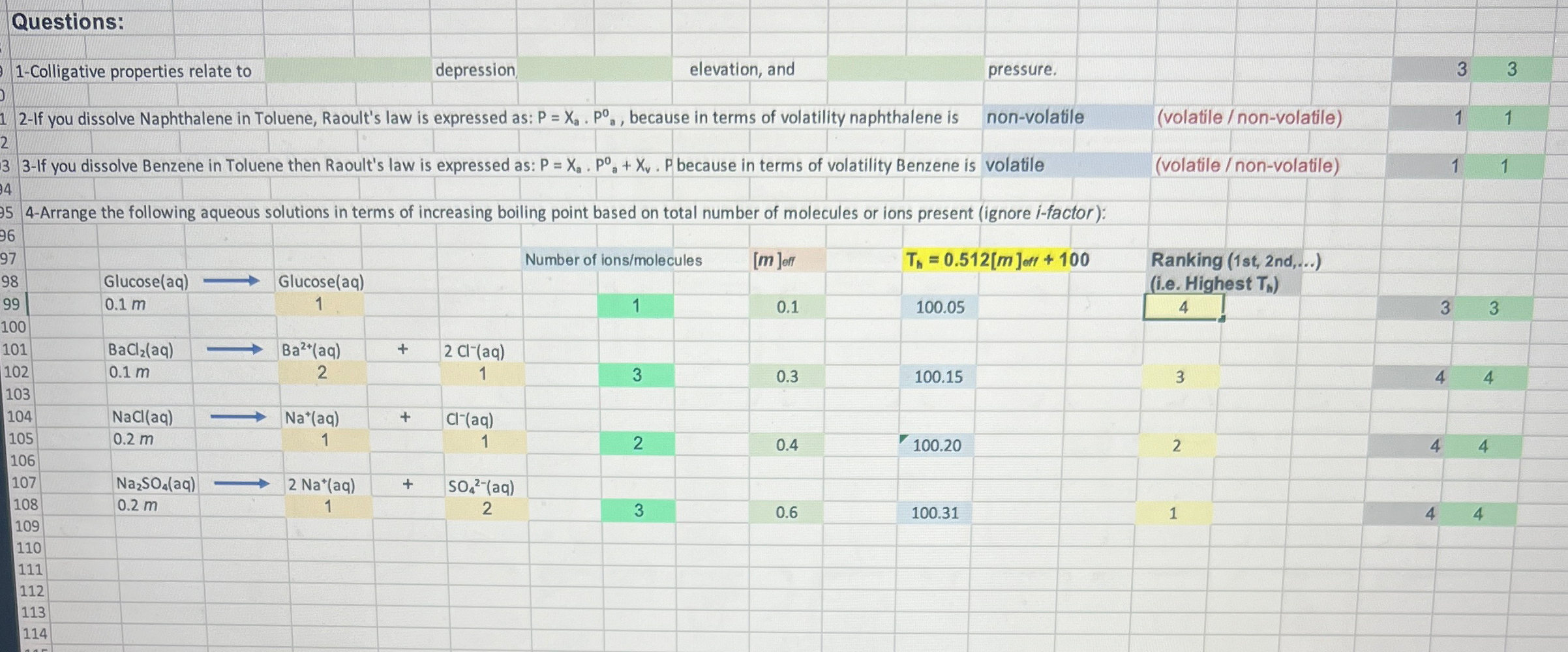 Solved Questions:1-Colligative properties relate | Chegg.com