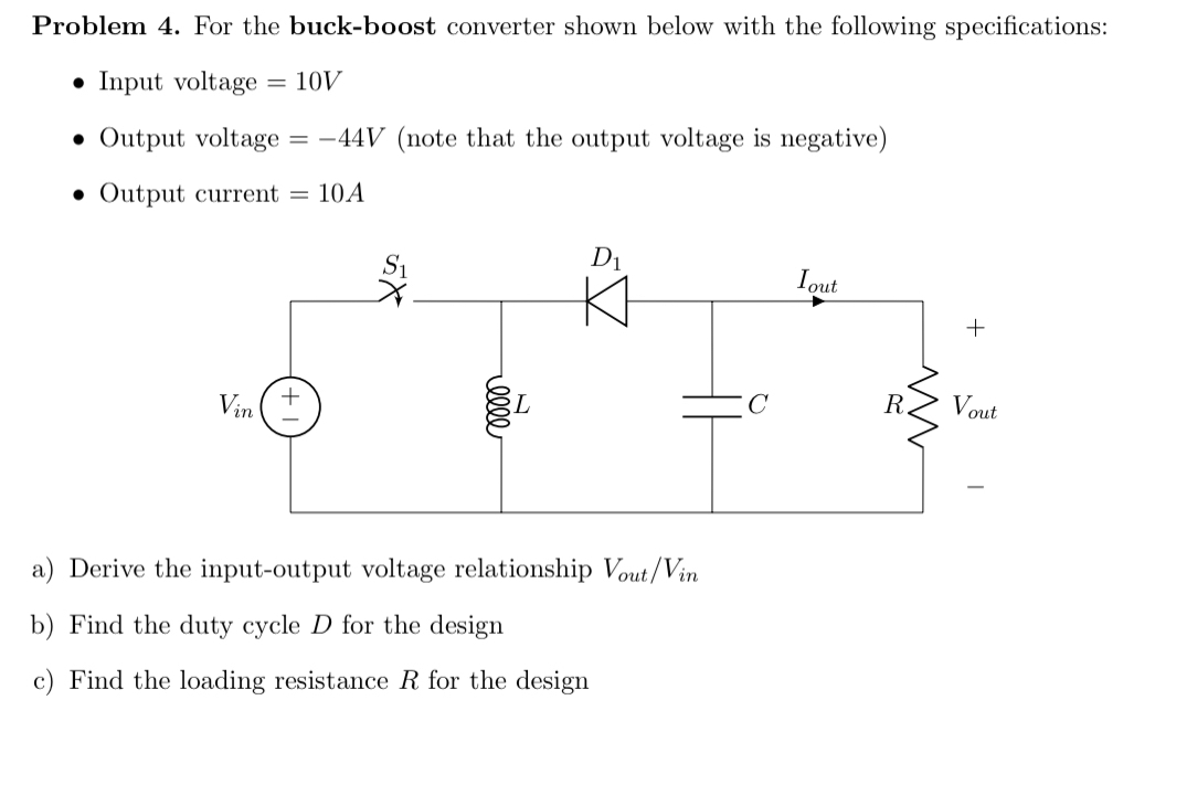 For the buck-boost converter shown below with the | Chegg.com