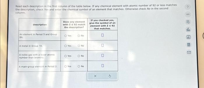 Solved Read each description in the first column of the | Chegg.com