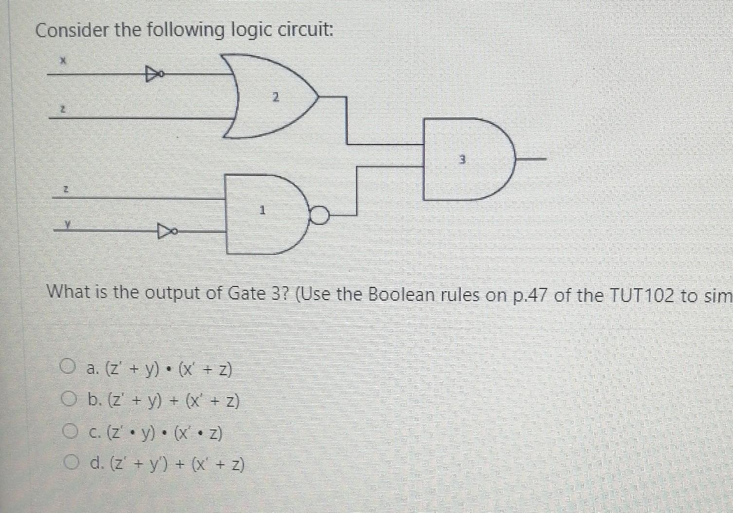 Solved Consider the following logic circuit: 1 What is the | Chegg.com
