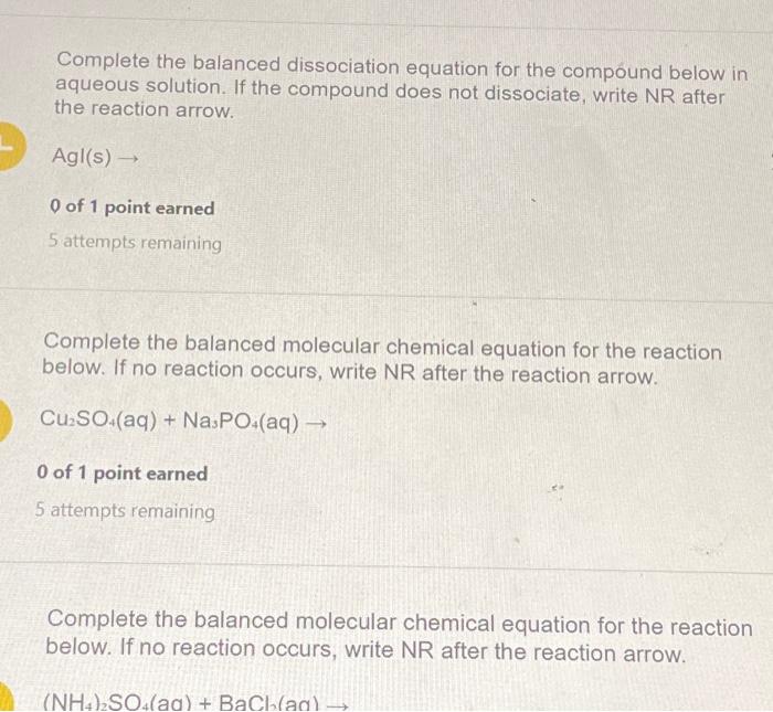 Solved Complete the balanced dissociation equation for the | Chegg.com