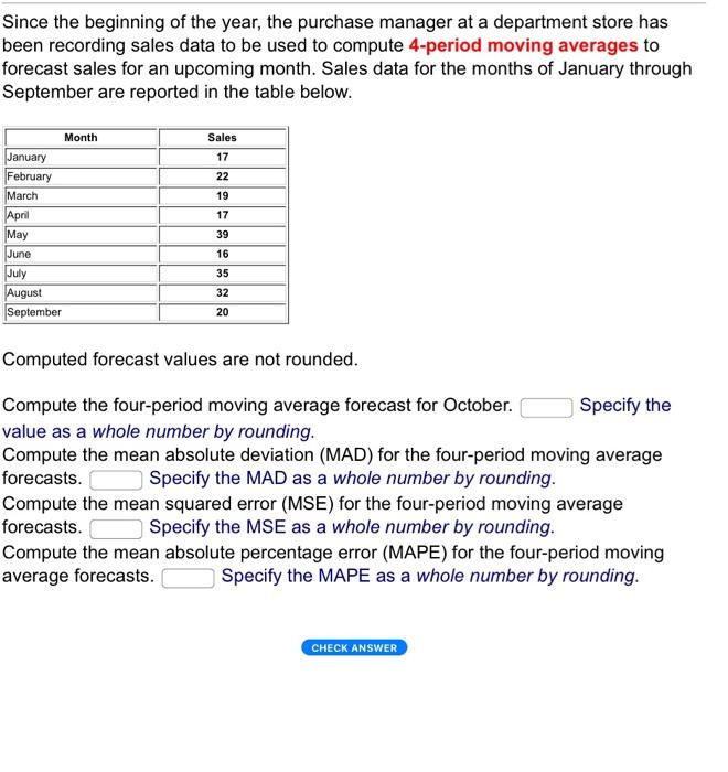 Solved Since the beginning of the year, the purchase manager | Chegg.com