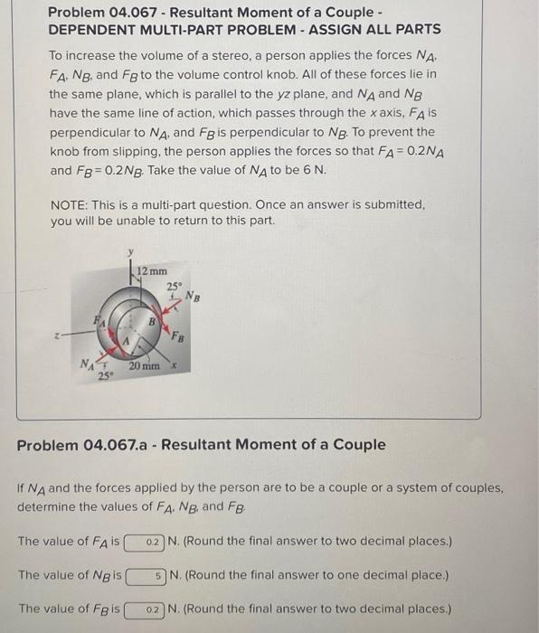 Solved Problem 04.067 - Resultant Moment of a Couple | Chegg.com