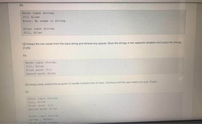 Solved 9.5 LAB: Warm up: Parsing strings (1) Prompt the user | Chegg.com
