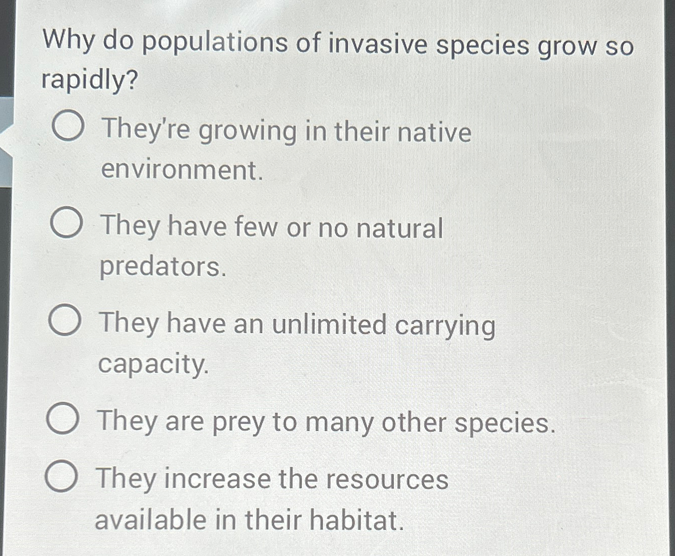 Solved Why do populations of invasive species grow so | Chegg.com