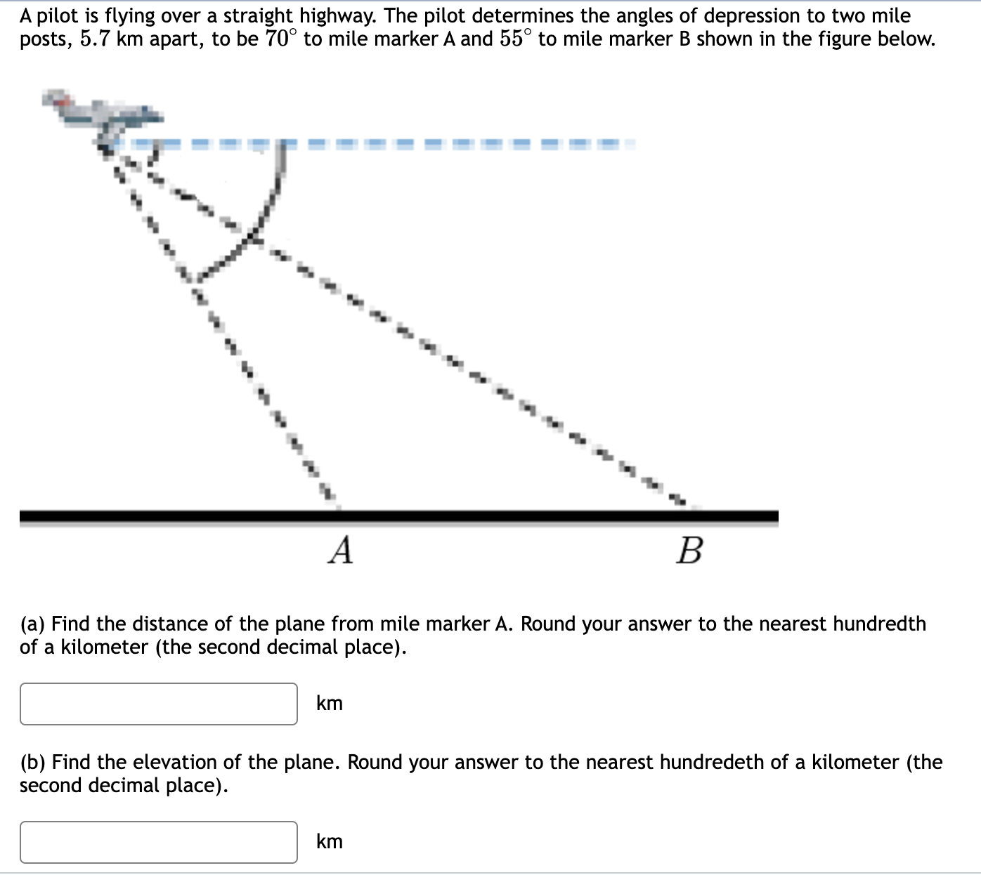 Solved A pilot is flying over a straight highway. The pilot | Chegg.com