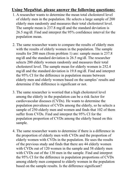 Solved Using MegaStat, please answer the following | Chegg.com
