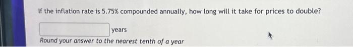 Solved If the inflation rate is 5.75% compounded annually, | Chegg.com