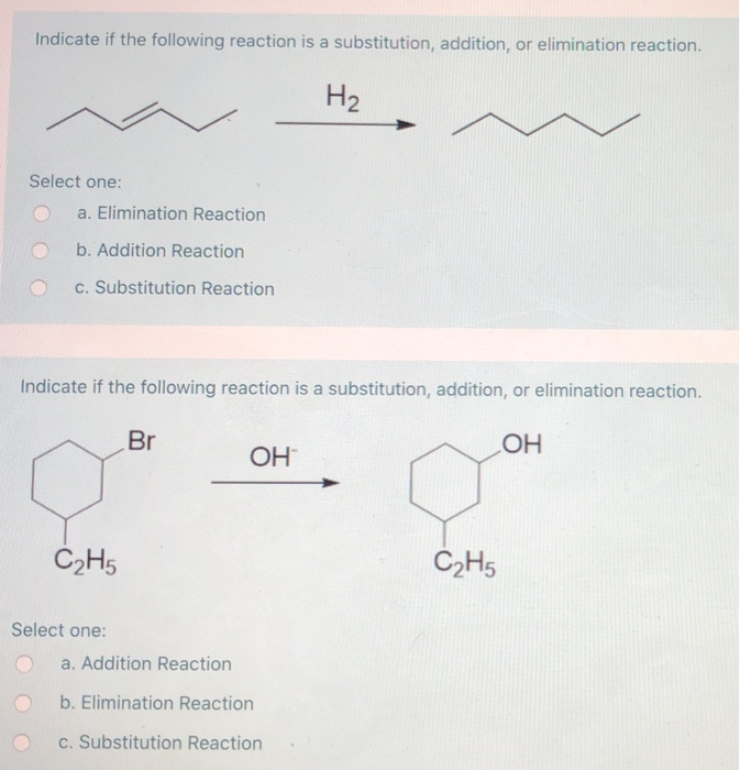 Solved Indicate if the following reaction is a substitution, | Chegg.com