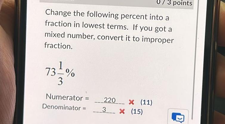 Solved Change the following percent into a fraction in | Chegg.com