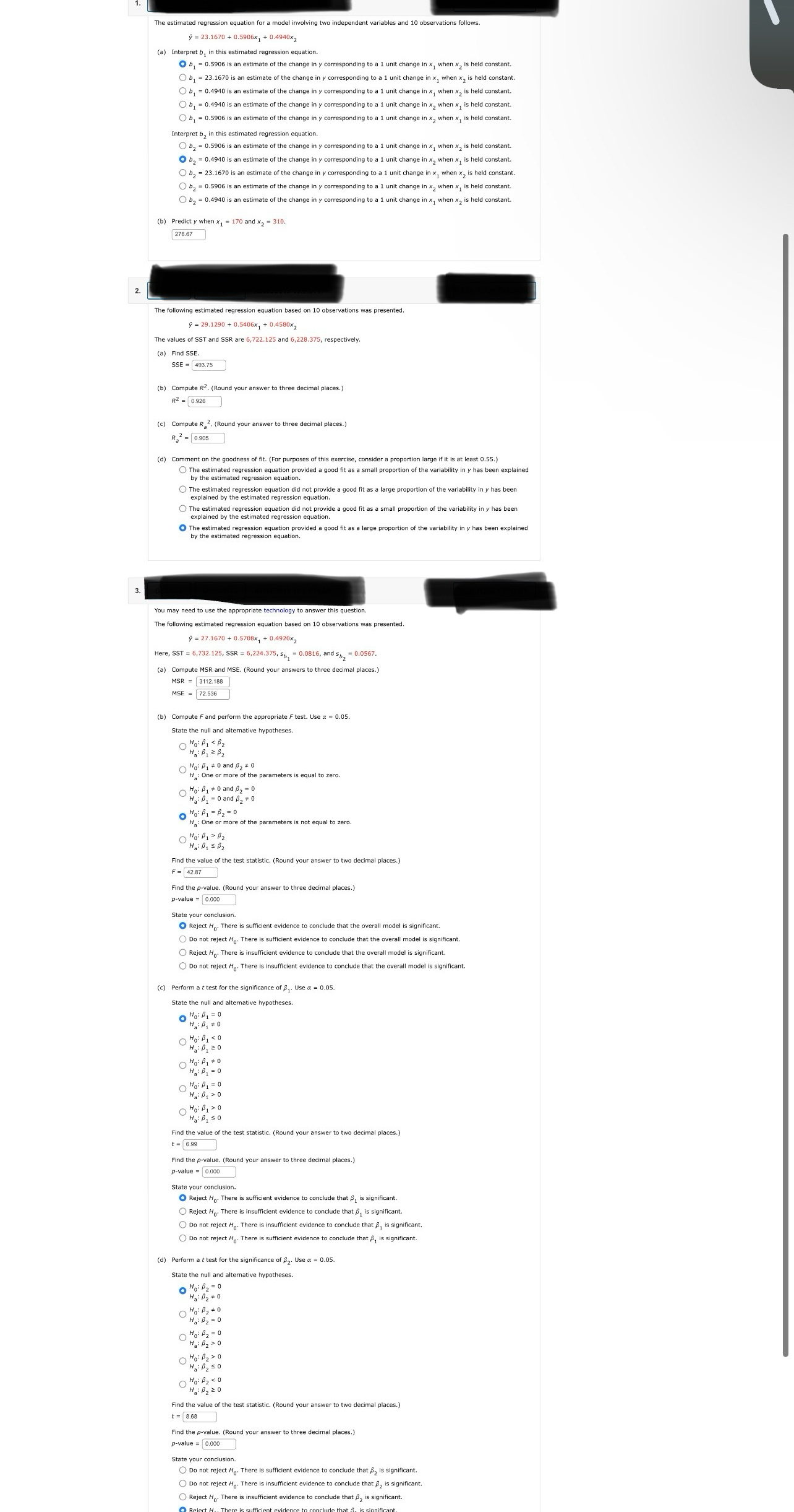Solved Please fix all incorrect answers in question 1, | Chegg.com