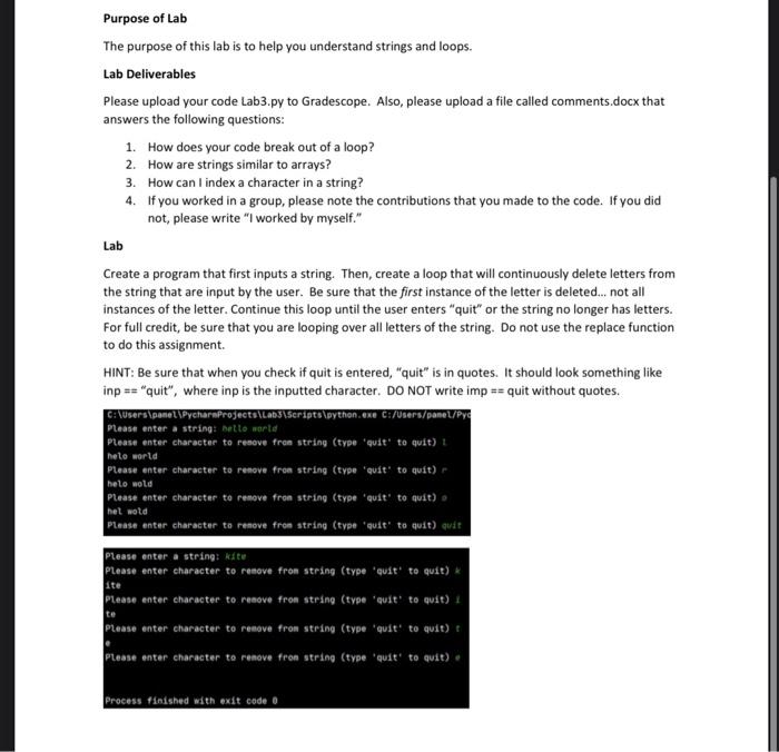 Solved Purpose of Lab The purpose of this lab is to help you | Chegg.com