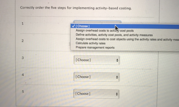 Solved Correctly order the five steps for implementing | Chegg.com