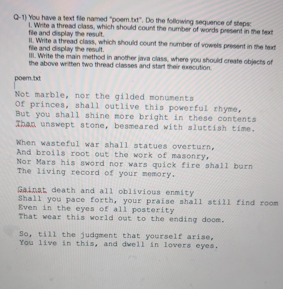 Solved Q-1) You have a text file named "poem.txt". Do the | Chegg.com