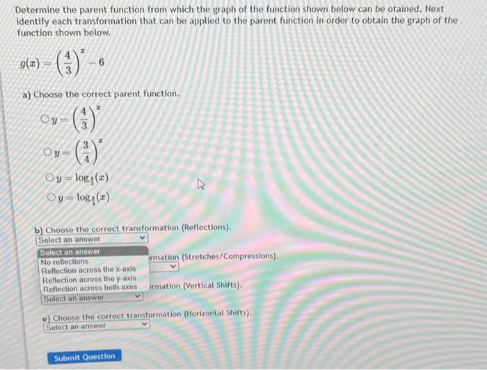 Solved Determine the parent function from which the graph of | Chegg.com