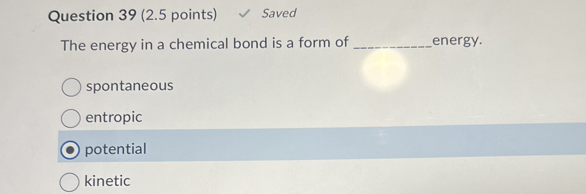 Solved Question 39 (2.5 ﻿points)SavedThe energy in a | Chegg.com