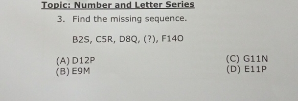 Solved Topic: Number and Letter Series3. ﻿Find the missing | Chegg.com