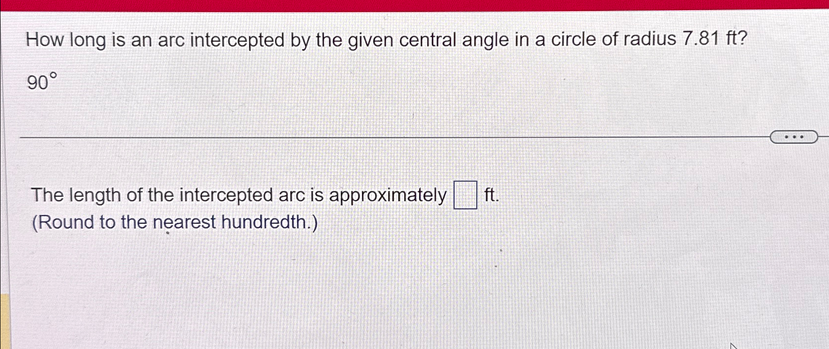Solved How long is an arc intercepted by the given central | Chegg.com