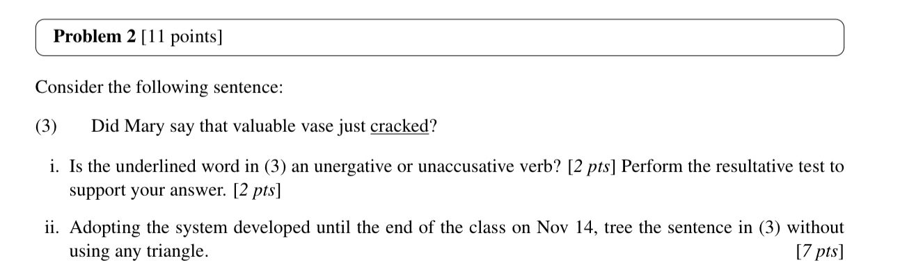 Problem 2 [11 ﻿points]Consider the following | Chegg.com