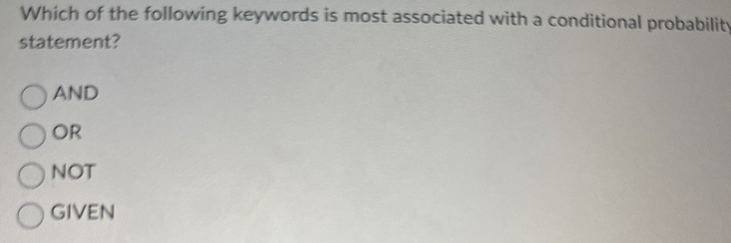 Solved Which of the following keywords is most associated | Chegg.com