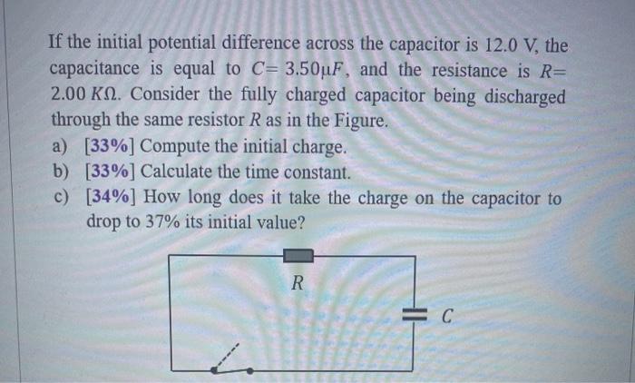 Solved If the initial potential difference across the | Chegg.com