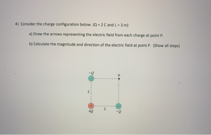 Solved 4) Consider the charge configuration below. (Q = 2 C | Chegg.com