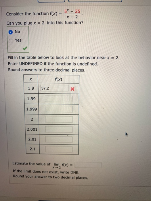 Solved Consider the function f(x) = 5x - 25 X-2 Can you plug | Chegg.com