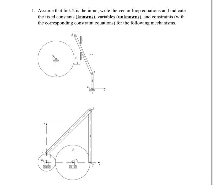 Solved 1. Assume that link 2 is the input, write the vector | Chegg.com