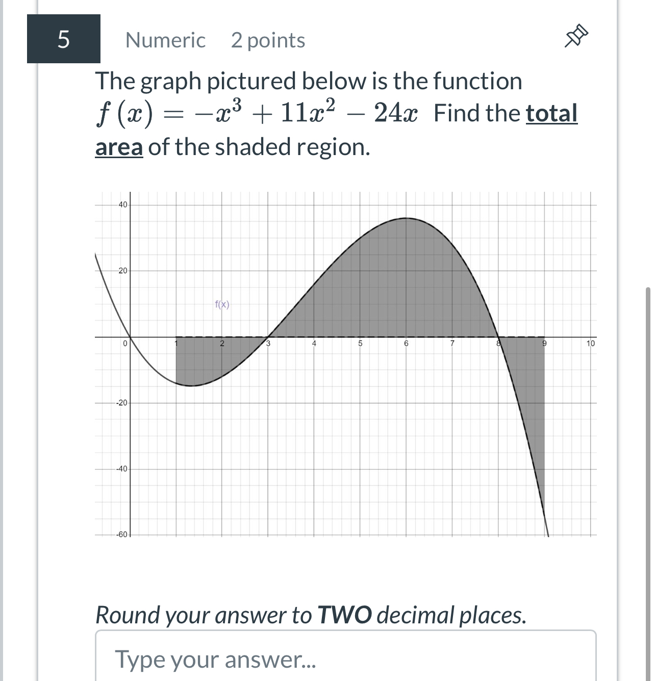 Solved 5Numeric2 ﻿pointsThe graph pictured below is the | Chegg.com