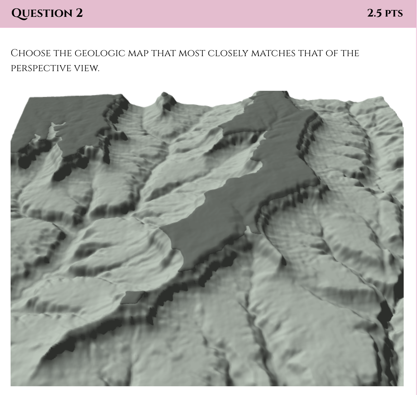 Solved QUESTION 2CHOOSE THE GEOLOGIC MAP THAT MOST CLOSELY | Chegg.com