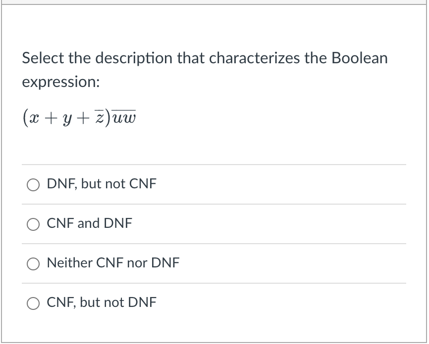 Solved Select the description that characterizes the | Chegg.com
