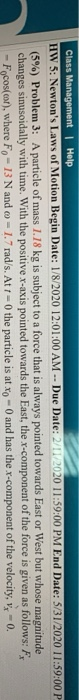 Solved Class Management | Help HW 5: Newton's Laws of Motion | Chegg.com