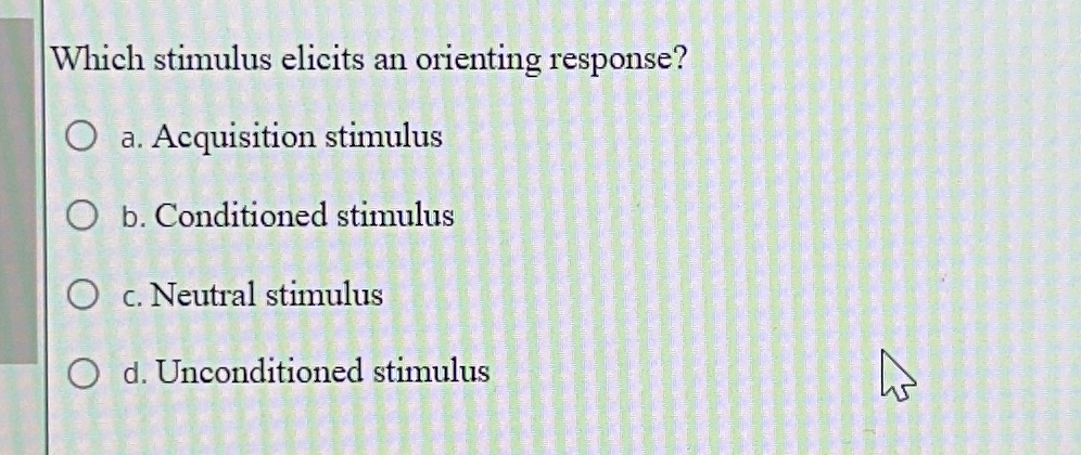 Solved Which stimulus elicits an orienting response?a. | Chegg.com