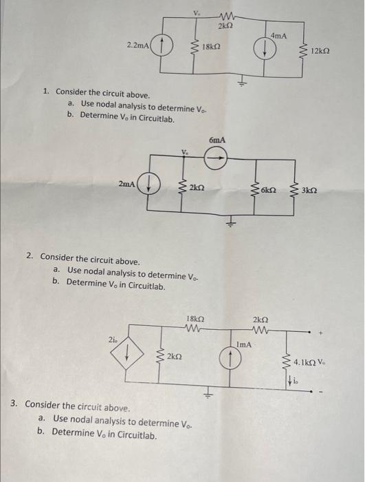 Solved 1. Consider the circuit above. a. Use nodal analysis | Chegg.com