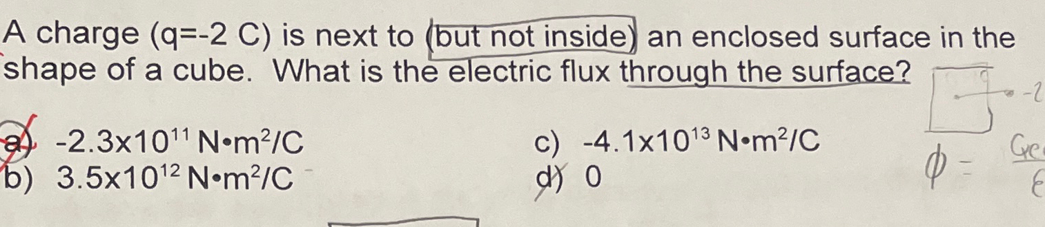 Solved A charge )=(-2C ﻿is next to (but not inside) ﻿an | Chegg.com