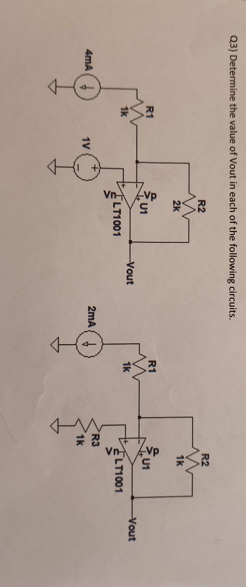 Solved Q3) Determine the value of Vout in each of the | Chegg.com