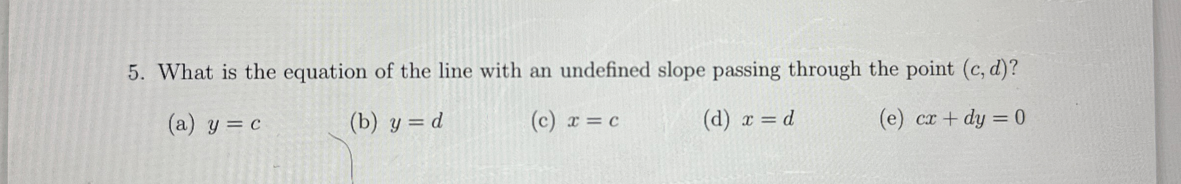 Solved What is the equation of the line with an undefined | Chegg.com