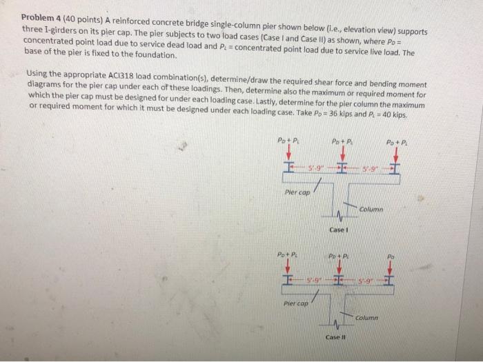 Solved Problem 4 (40 points) A reinforced concrete bridge | Chegg.com