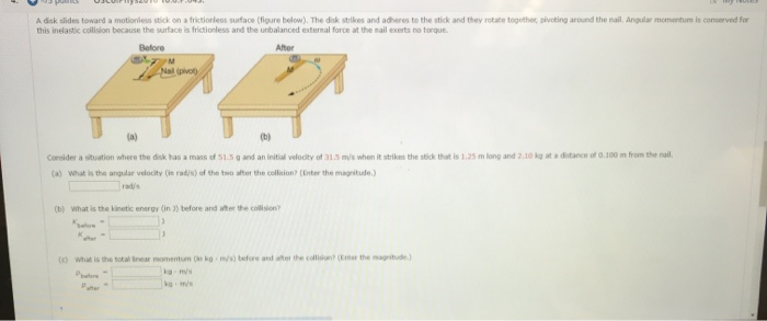 Solved Adisk slides toward a motionless stick on a | Chegg.com