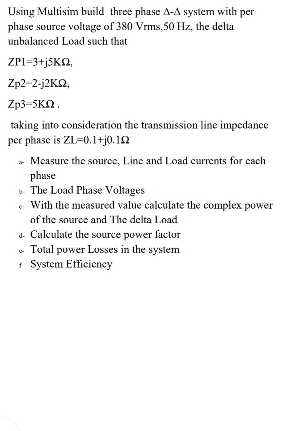 Solved Using Multisim build three phase A-A system with per | Chegg.com